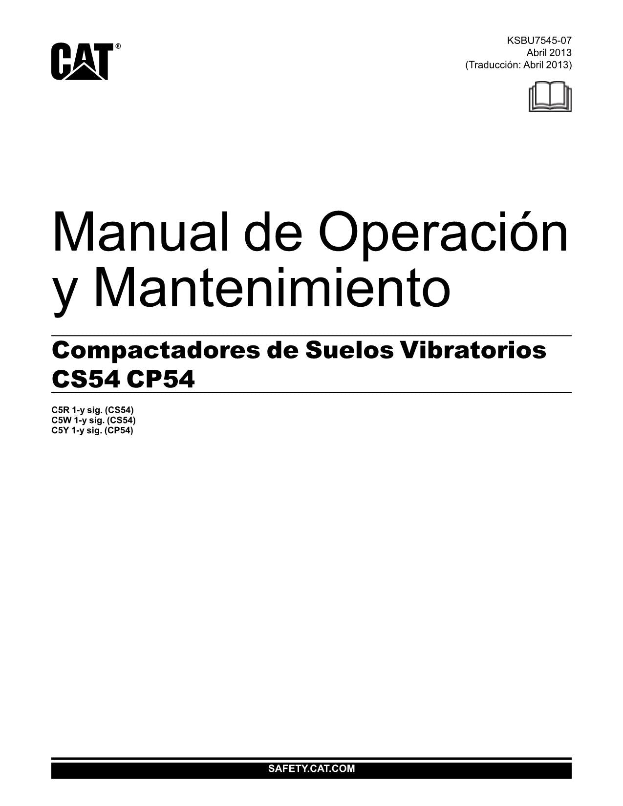 Caterpillar CP54 CS54 Compactadora Manual de Operación y Mantenimiento ...