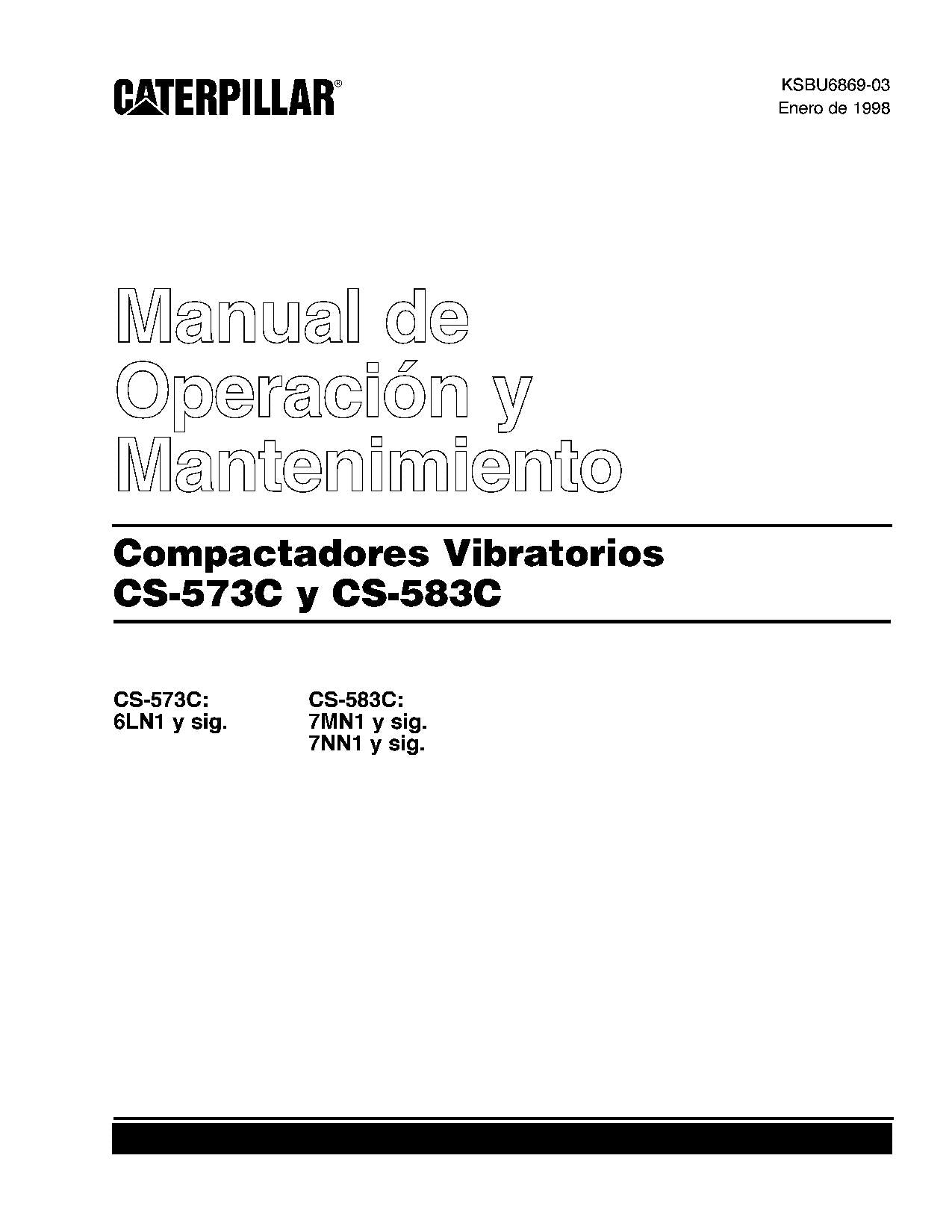 Caterpillar CS 573C CS 583C Compactadora Manual de Operación y Manteni ...